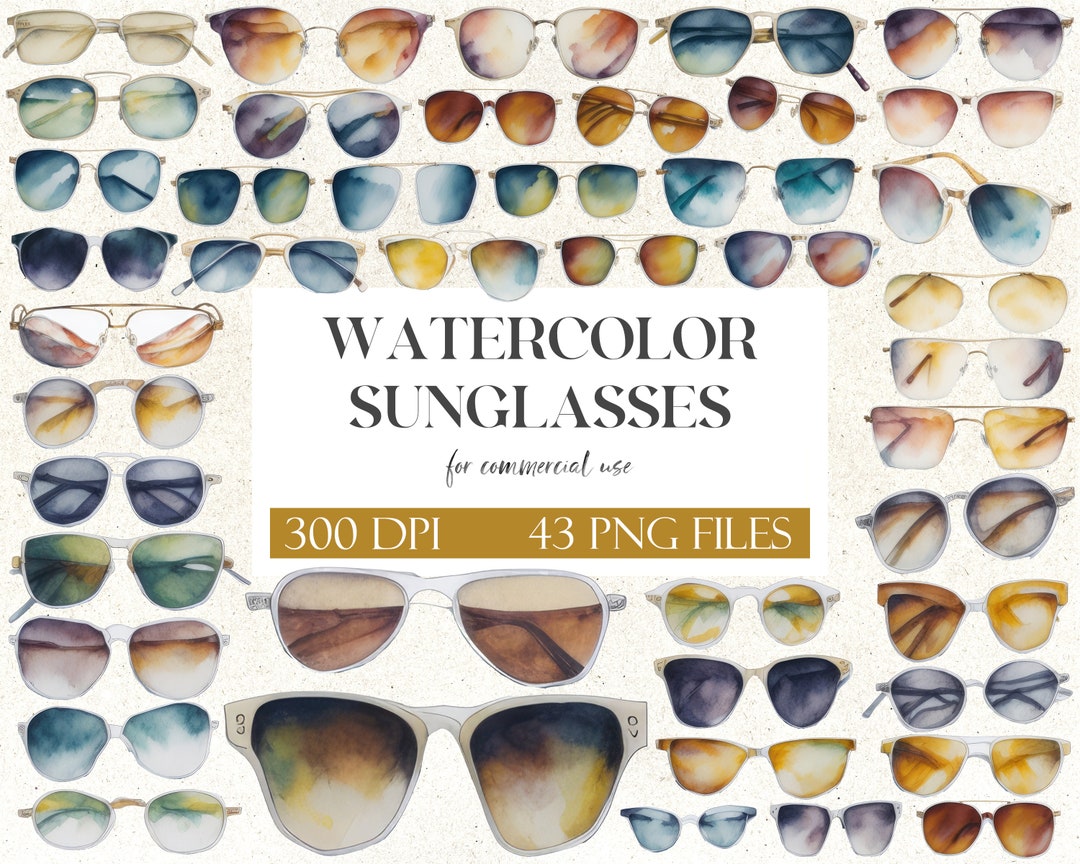 Watercolor Sunglasses Clipart Pack | Creative Summer Graphics | Digital ...