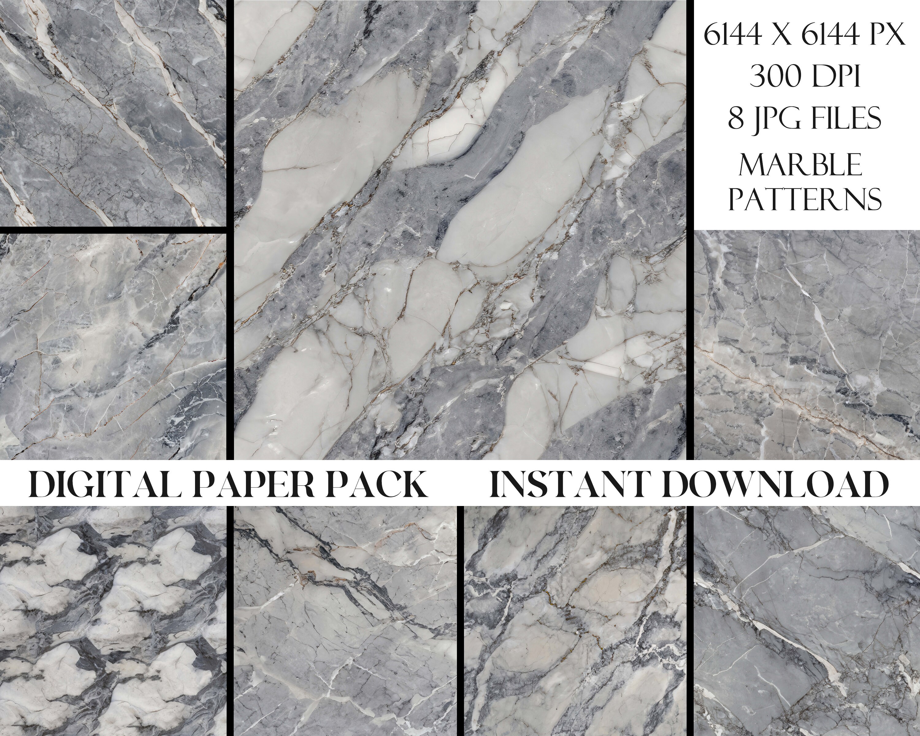 Gray Marble Digital Paper Pack | Printable Texture | Digital ...