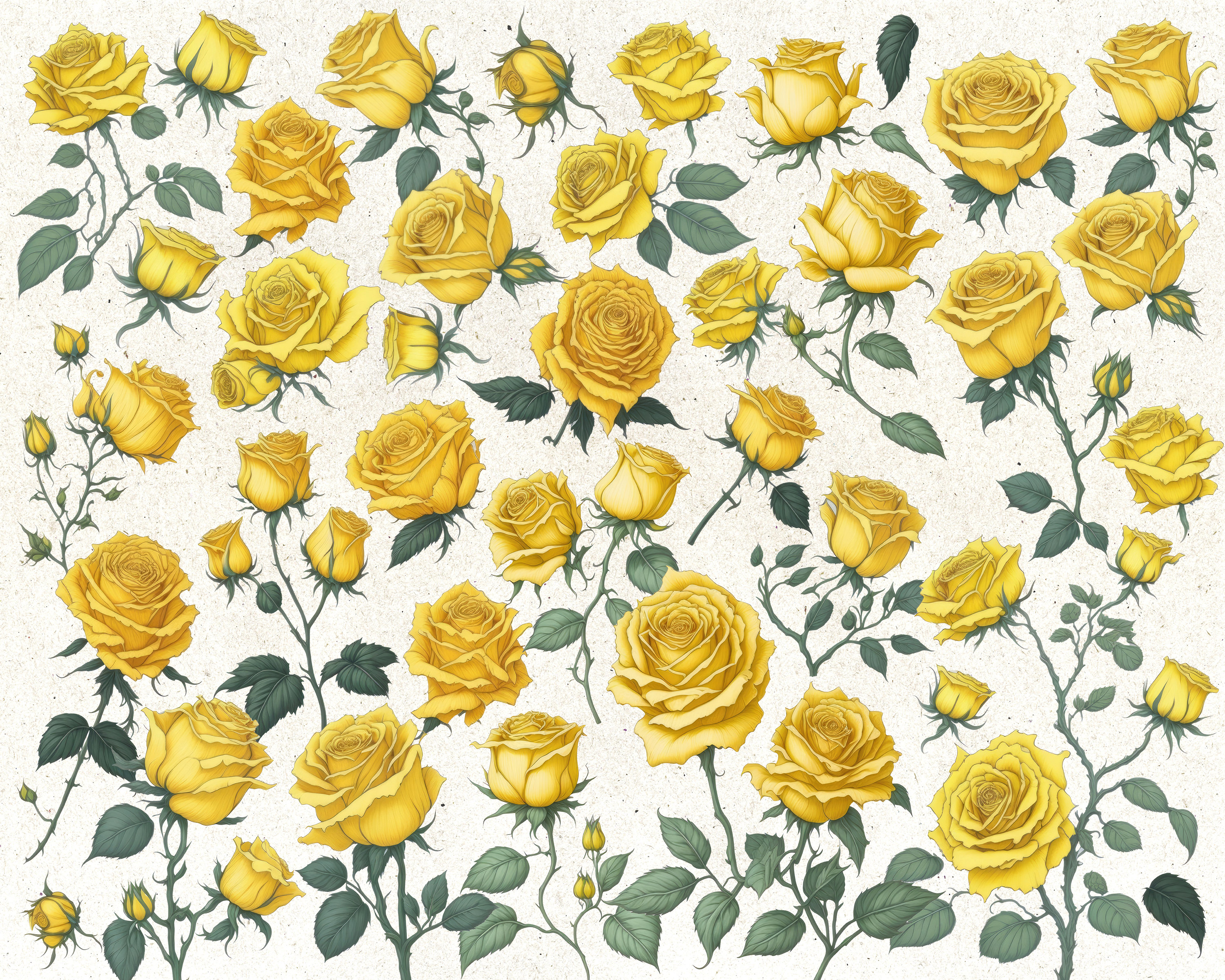 Watercolor Yellow Roses Clipart Pack Digital Floral Graphics Blossoming ...