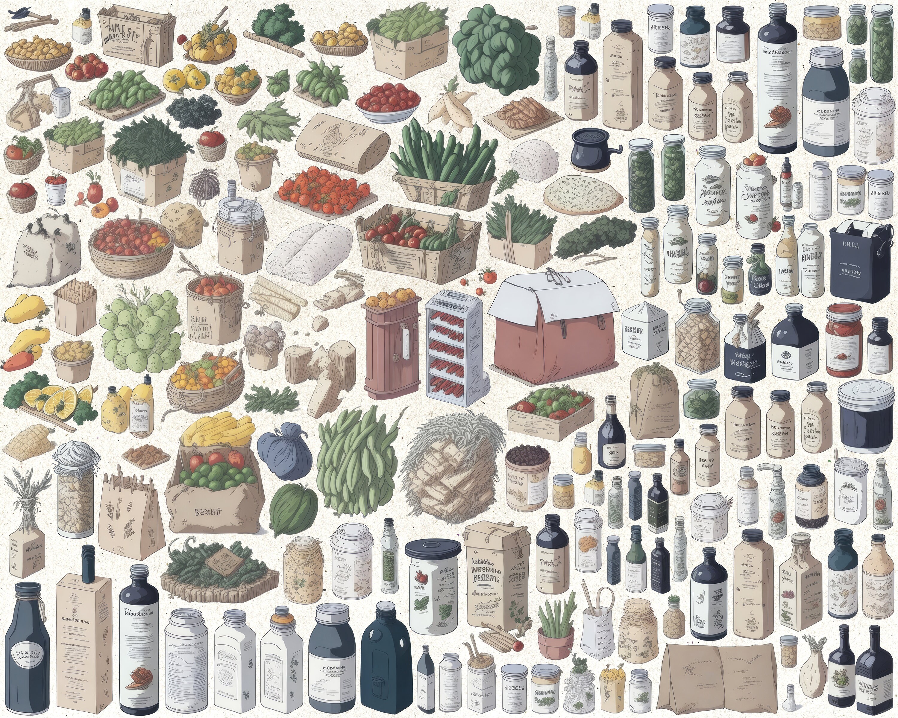 Grocery Drawings Clipart Pack | Digital Art for Creative Projects ...