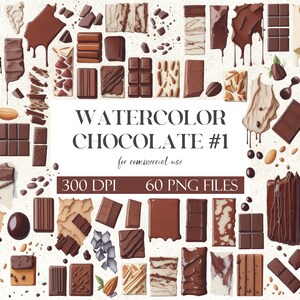 Watercolor Chocolate Clipart Pack | Sweet Treats for Digital Creations ...