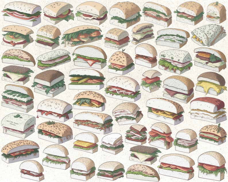 Sandwich Drawings Clipart Pack | Digital Delights for Your Projects ...