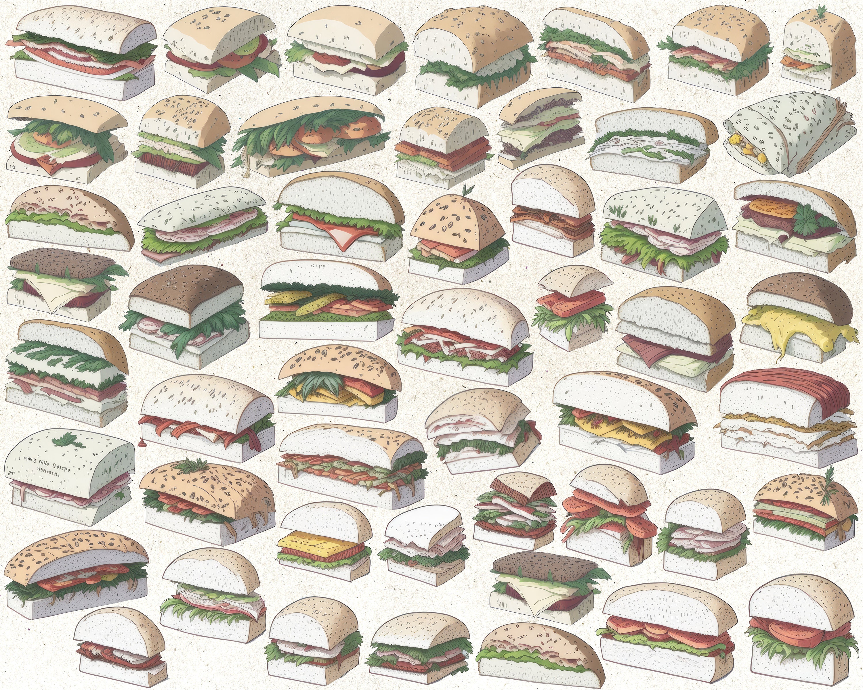 Sandwich Drawings Clipart Pack | Digital Delights for Your Projects ...