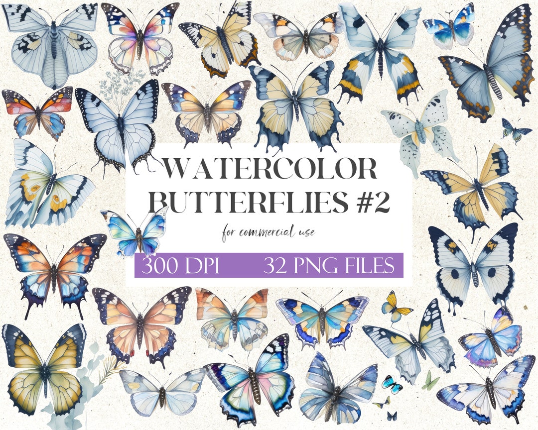 Butterfly Watercolor Clipart Pack Enchanting Flutterfly Delights for ...