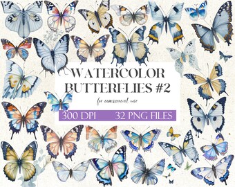 Butterfly Watercolor Clipart Pack Enchanting Flutterfly - Etsy