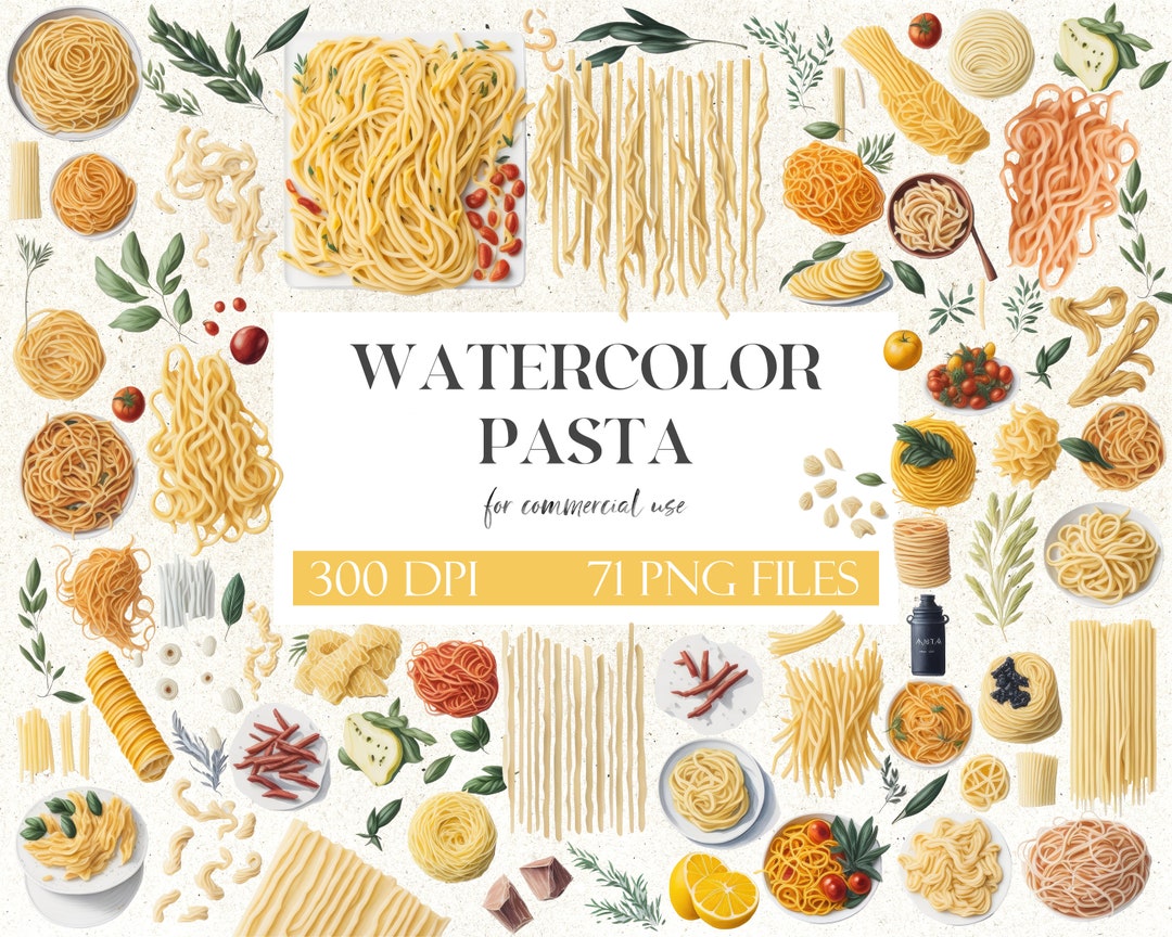 Watercolor Pasta Clipart Pack | Digital Download | Magical Crafting ...