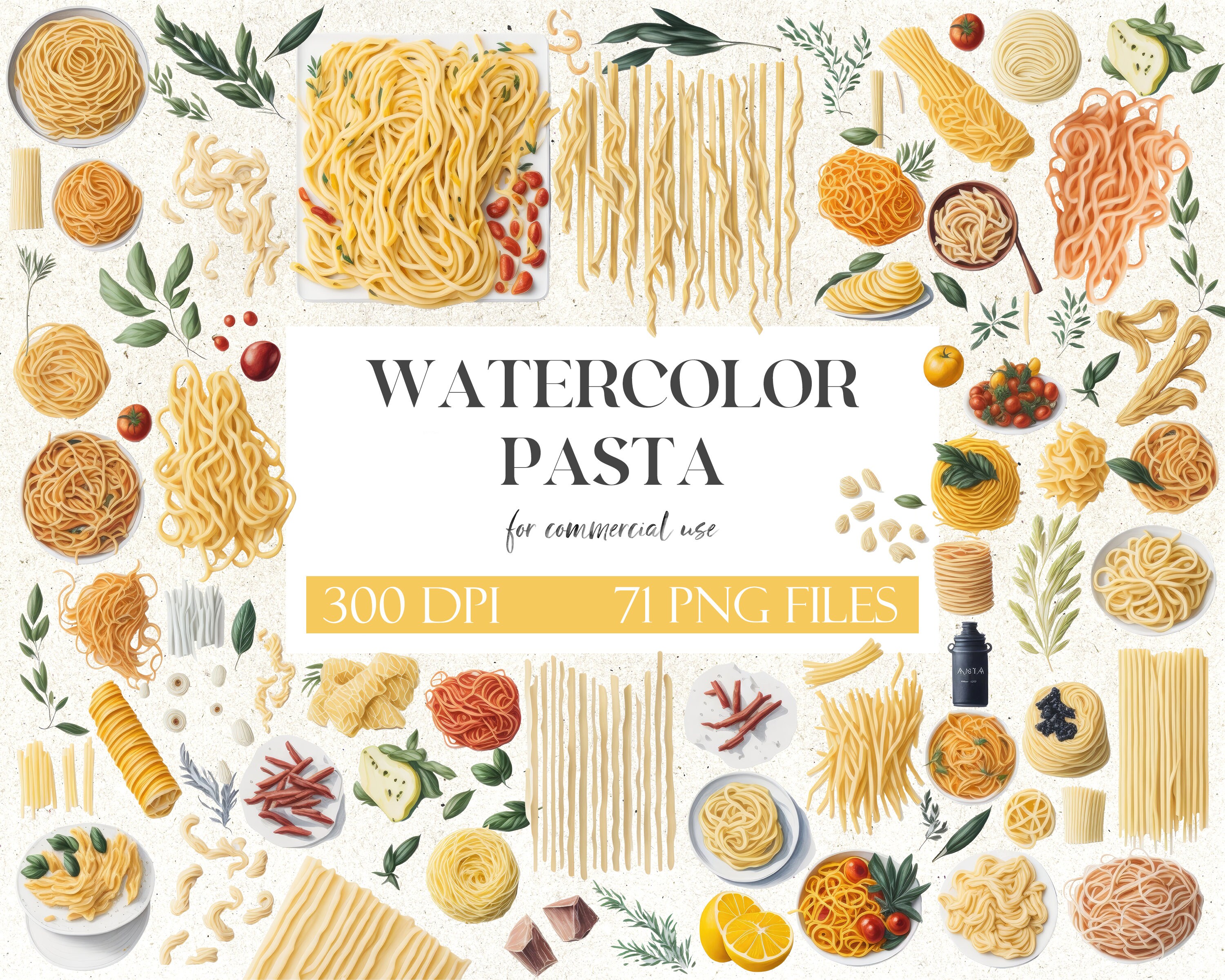 Watercolor Pasta Clipart Pack | Digital Download | Magical Crafting ...