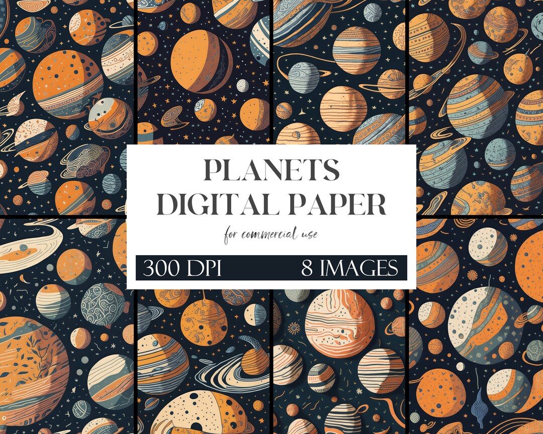 Planets Digital Paper Set | Printable Seamless Texture | Boho Vibes ...
