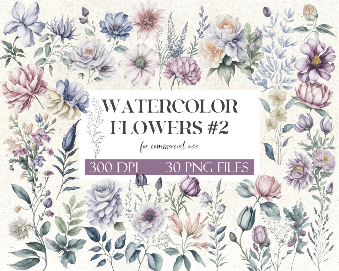 Whimsical Blooms | Digital Watercolor Flowers Clipart | Floral ...