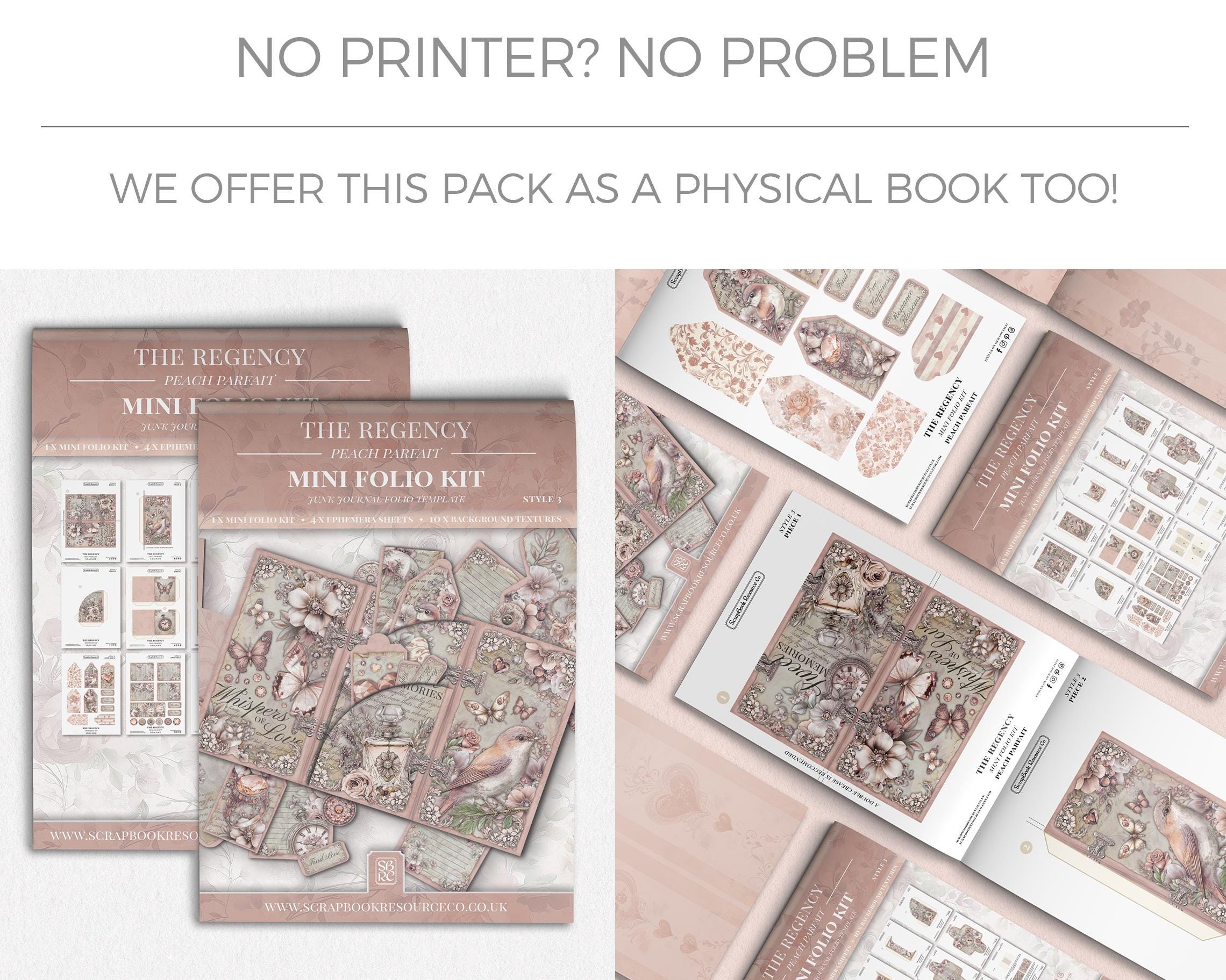 Regency Peach Junk Journal Folio Kit: Printable Ephemera (digital ...