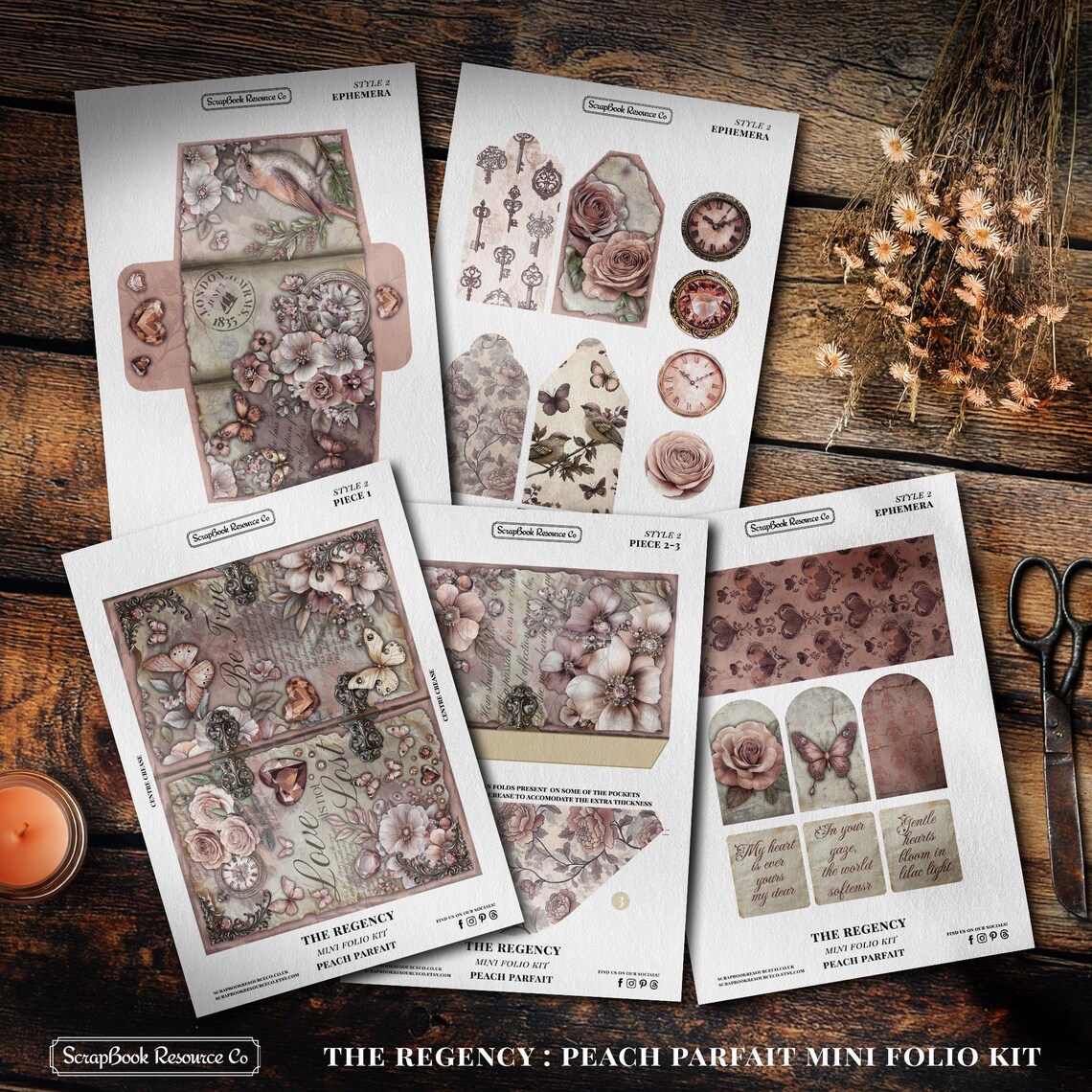 Regency Peach Junk Journal Kit: Printable Mini Folio (PDF Download A4 ...