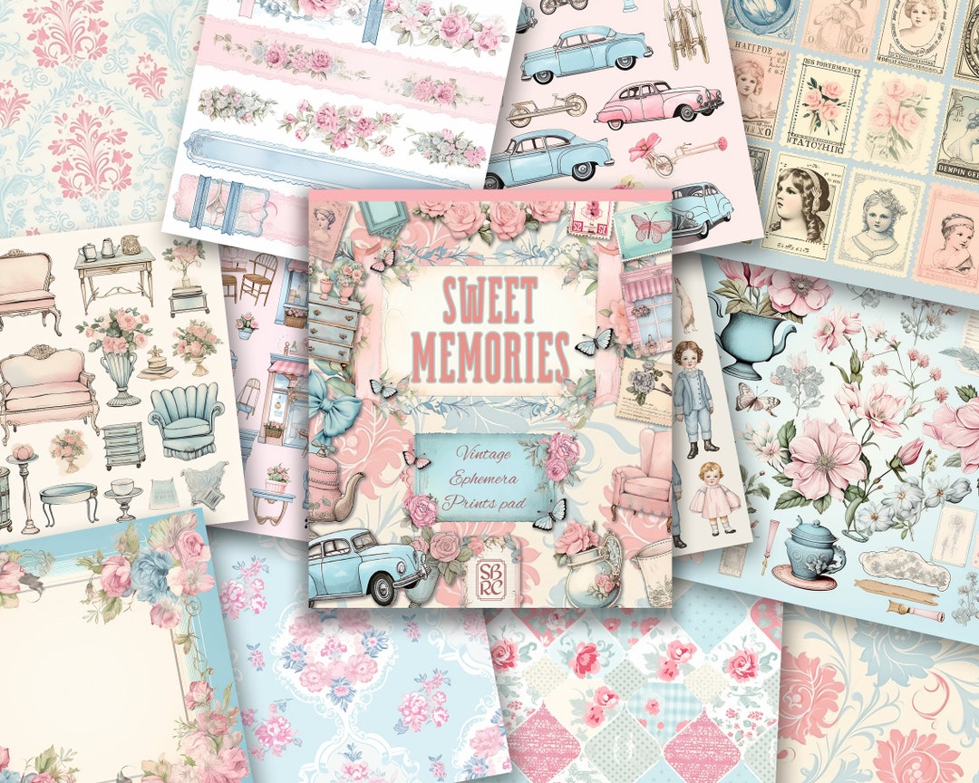 Sweet Memories : Vintage Ephemera Prints Pad Decorative Paper for ...