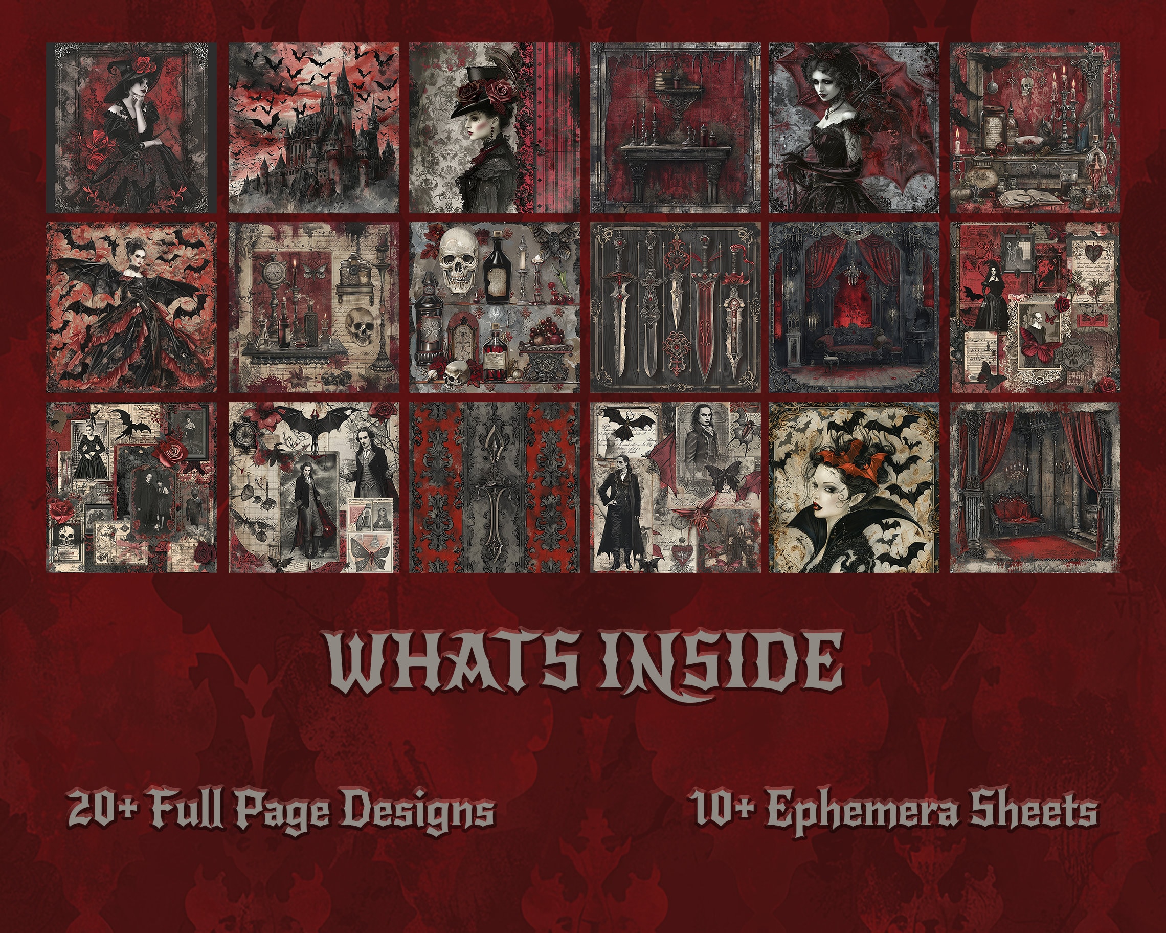 The Vampire Countess : Gothic Fantasy Prints Pad, Red & Black ...