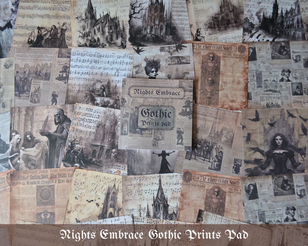 Nights Embrace : Gothic Prints Pad. Decorative Paper for - Etsy