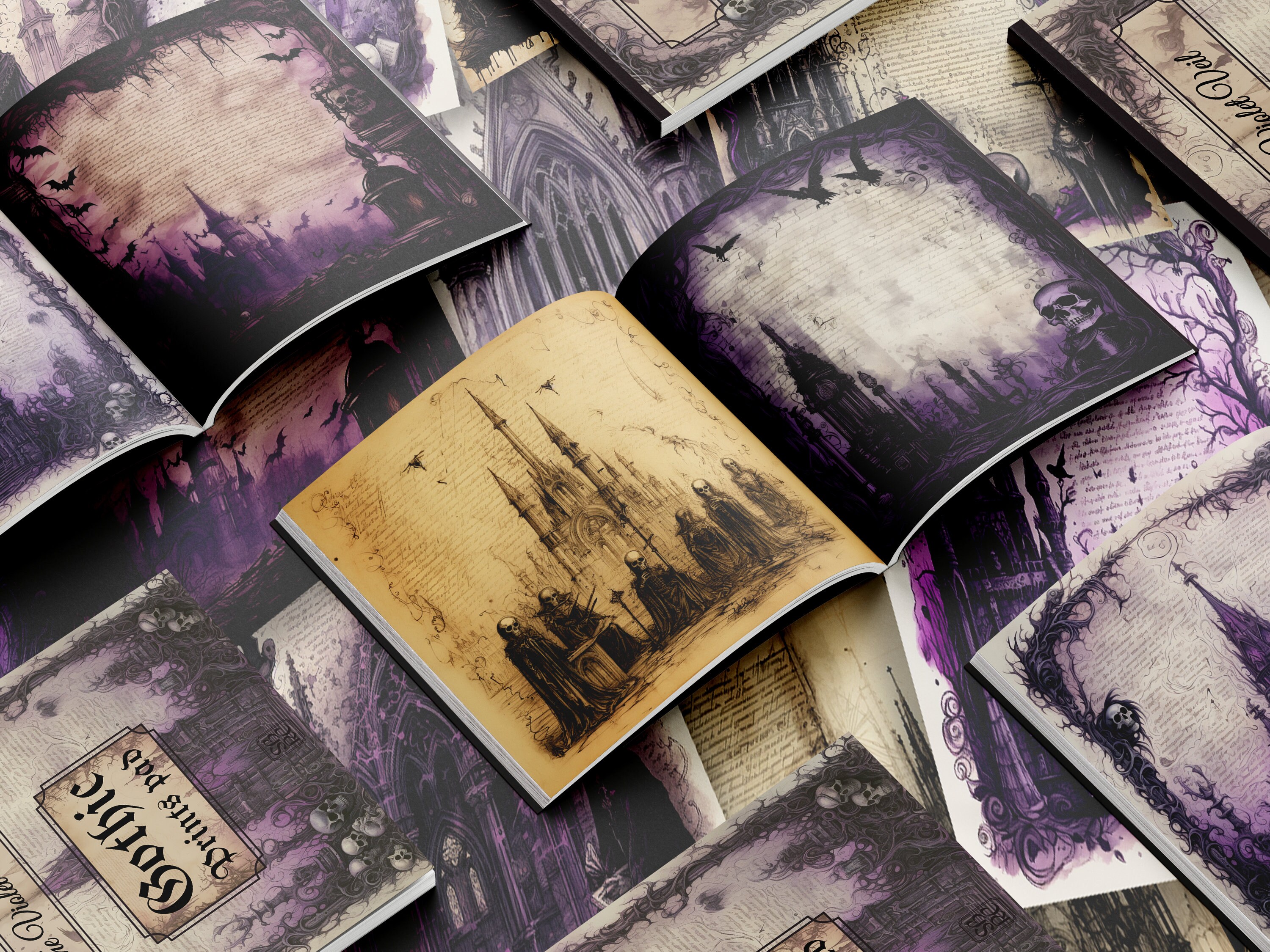 The Violet Veil: Gothic Prints Pad. Decorative Paper for Scrapbooking ...