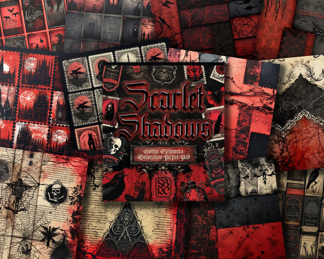 Scarlet Shadows : Gothic Ephemera Prints Pad Decorative Paper for ...