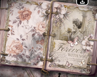 Regency Peach Junk Journal Folio Kit: Printable DIY Ephemera (digital ...