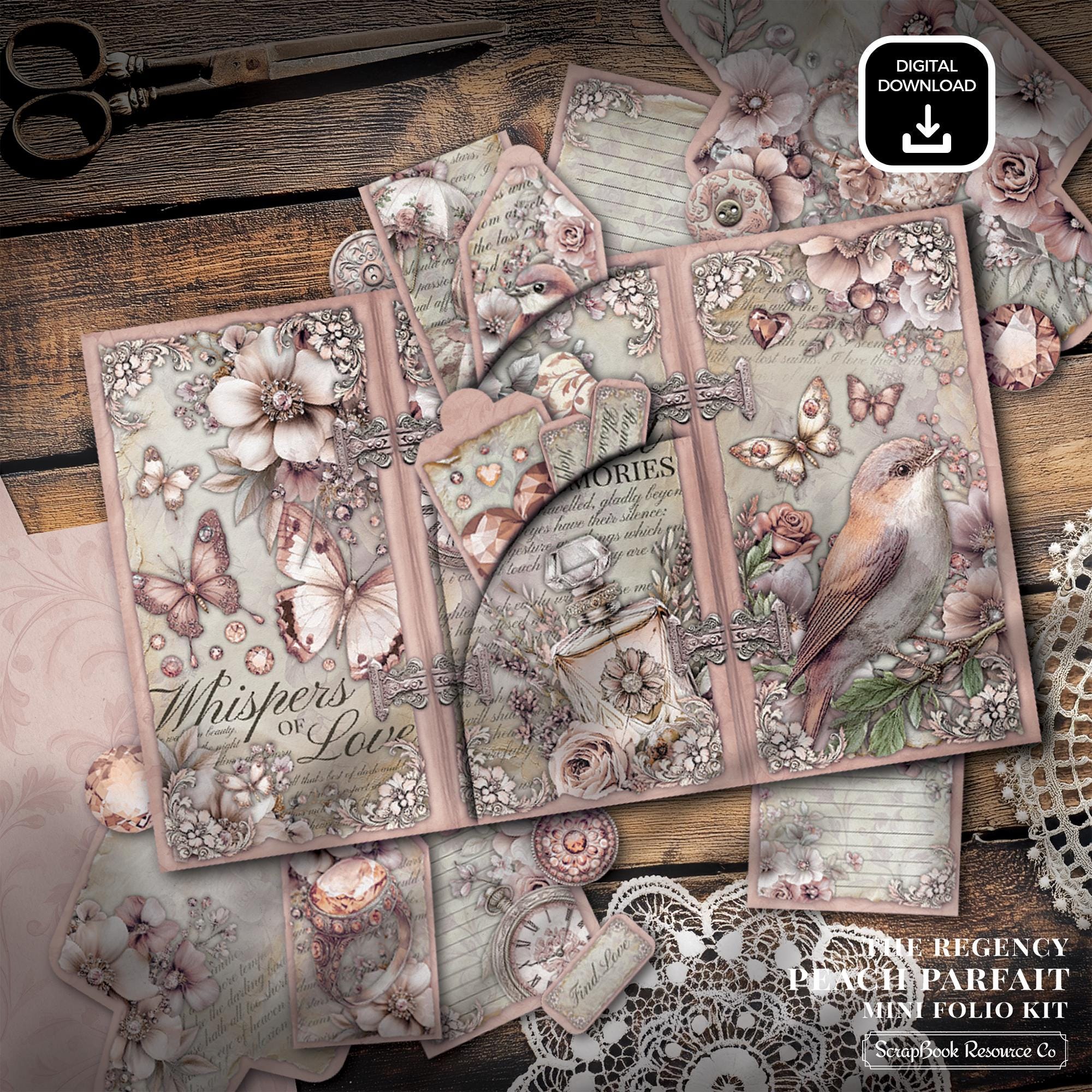 Regency Peach Junk Journal Folio Kit: Printable Ephemera (digital ...
