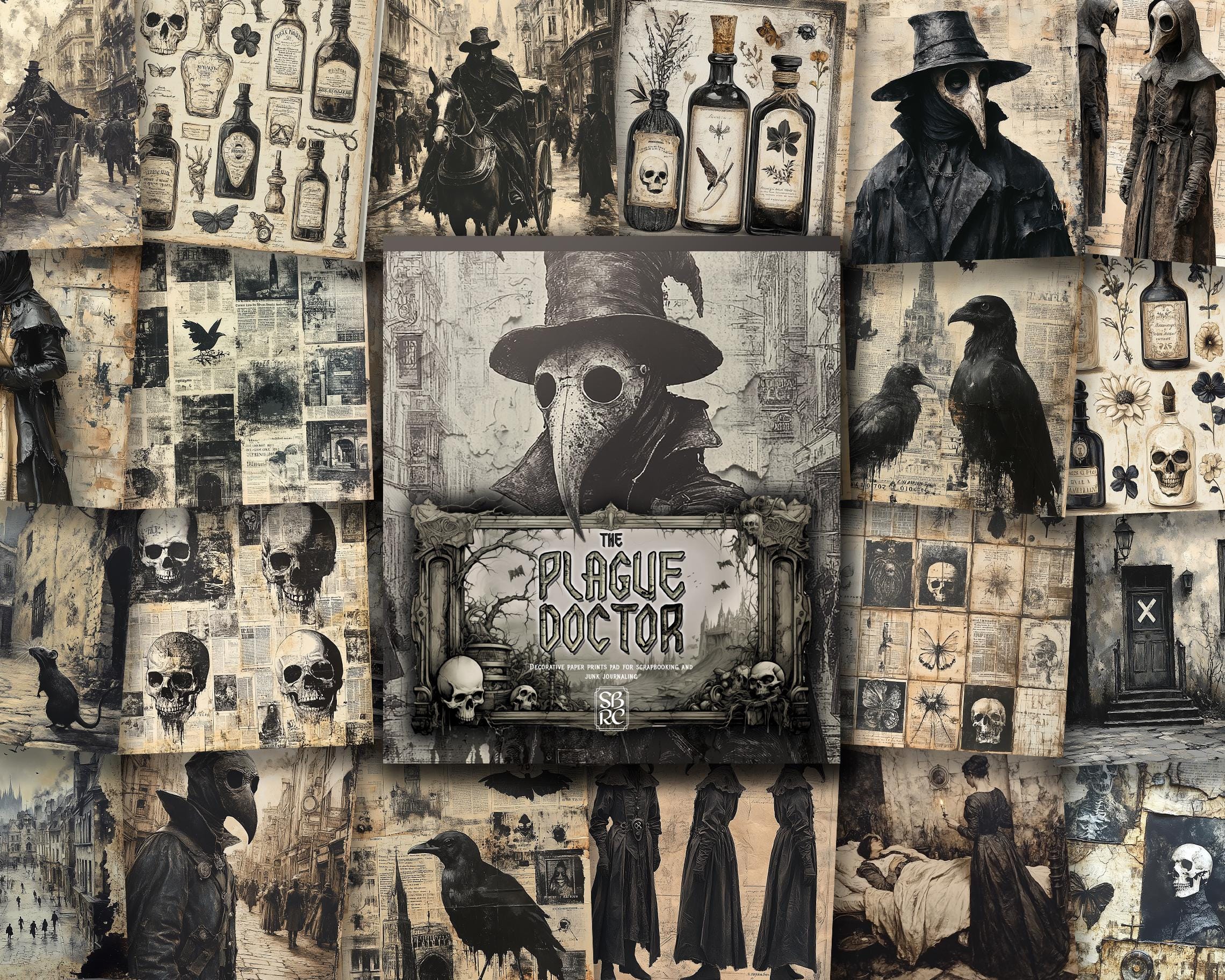Plague Doctor: Decorative Paper, Gothic Halloween Junk Journal - Etsy