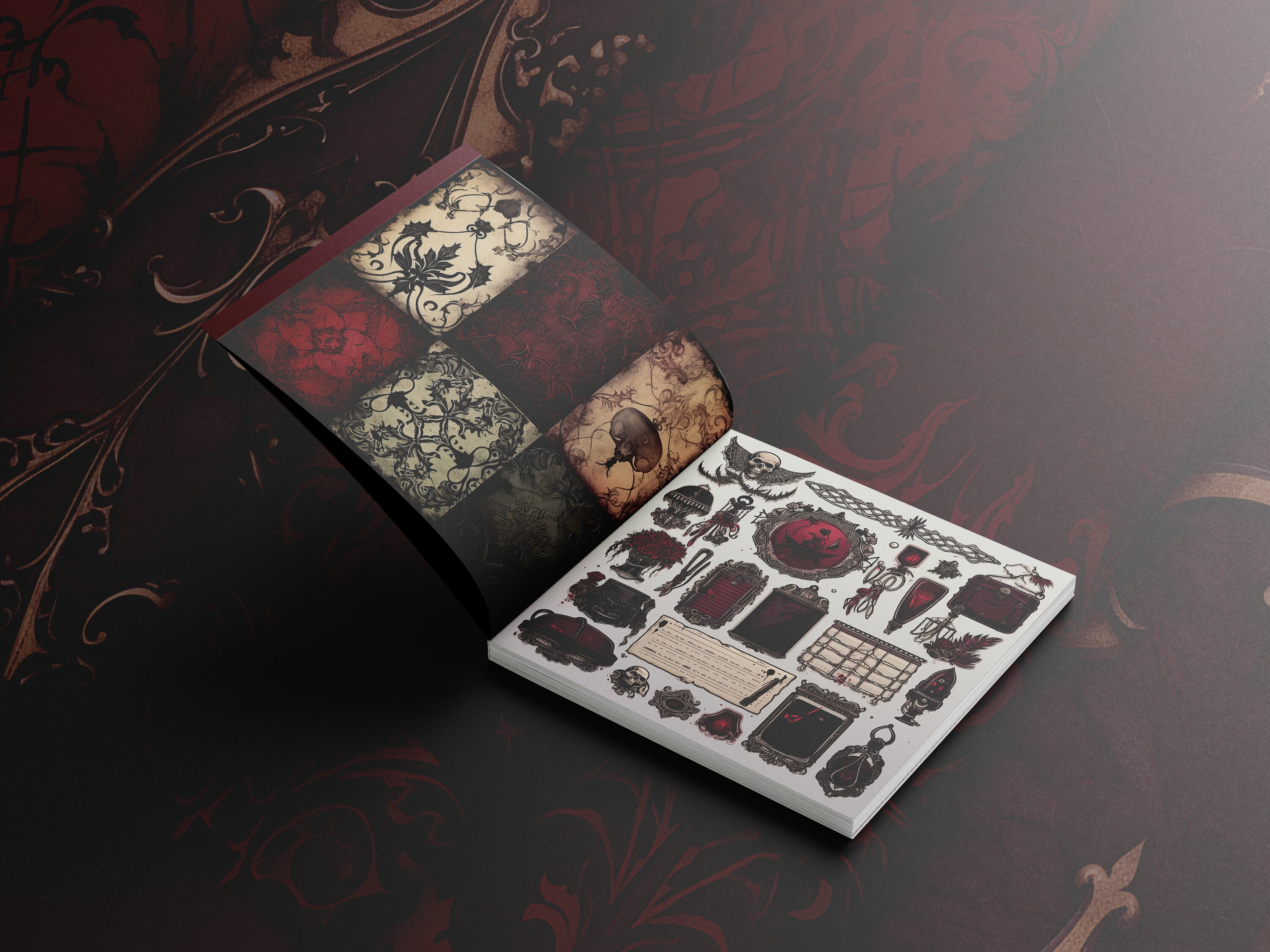 Garnet Grimoire: Gothic Ephemera Paper Pad, Junk Journal, Scrapbooking ...