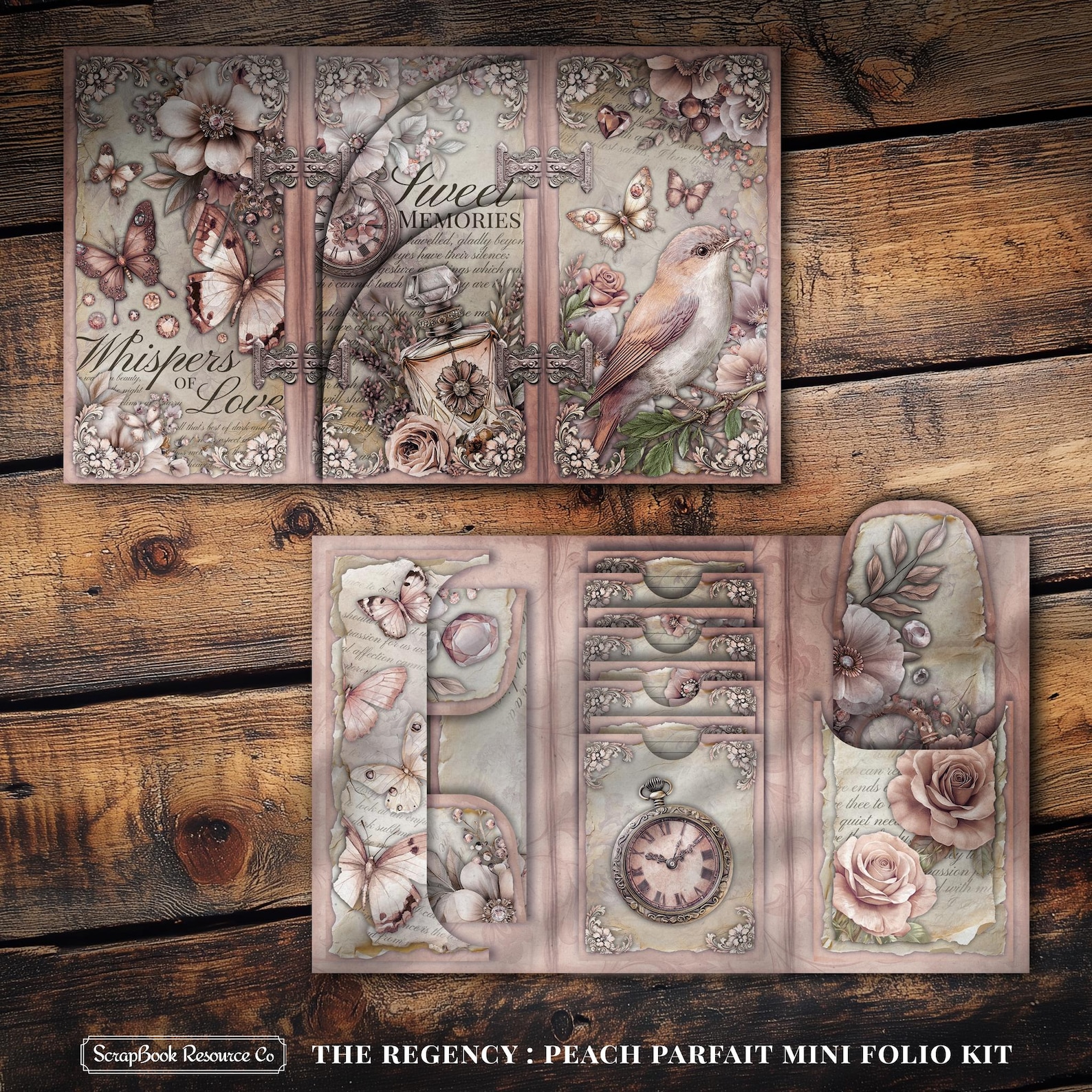 Regency Peach Junk Journal Folio Kit: Printable Ephemera (digital ...