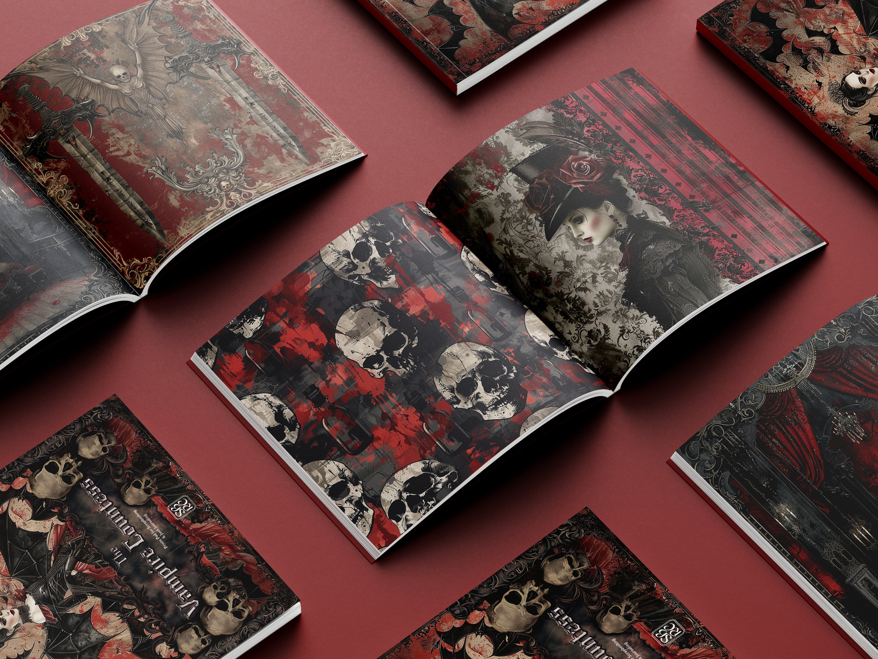 The Vampire Countess : Gothic Fantasy Prints Pad, Red & Black ...