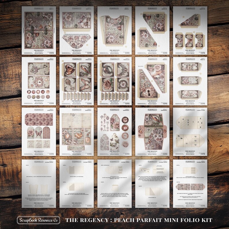 Regency Peach Junk Journal Kit: Printable Mini Folio (PDF Download A4 ...