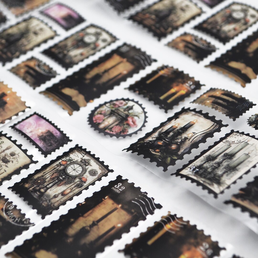 Candle Light - Gothic Stamp Sticker Roll, Stamp Style Stickers, Gothic ...