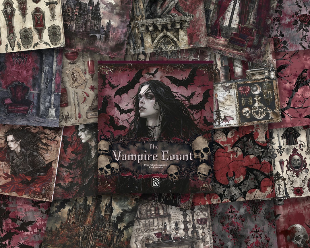 The Vampire Count : Gothic Fantasy Prints Pad, Black & Burgundy ...