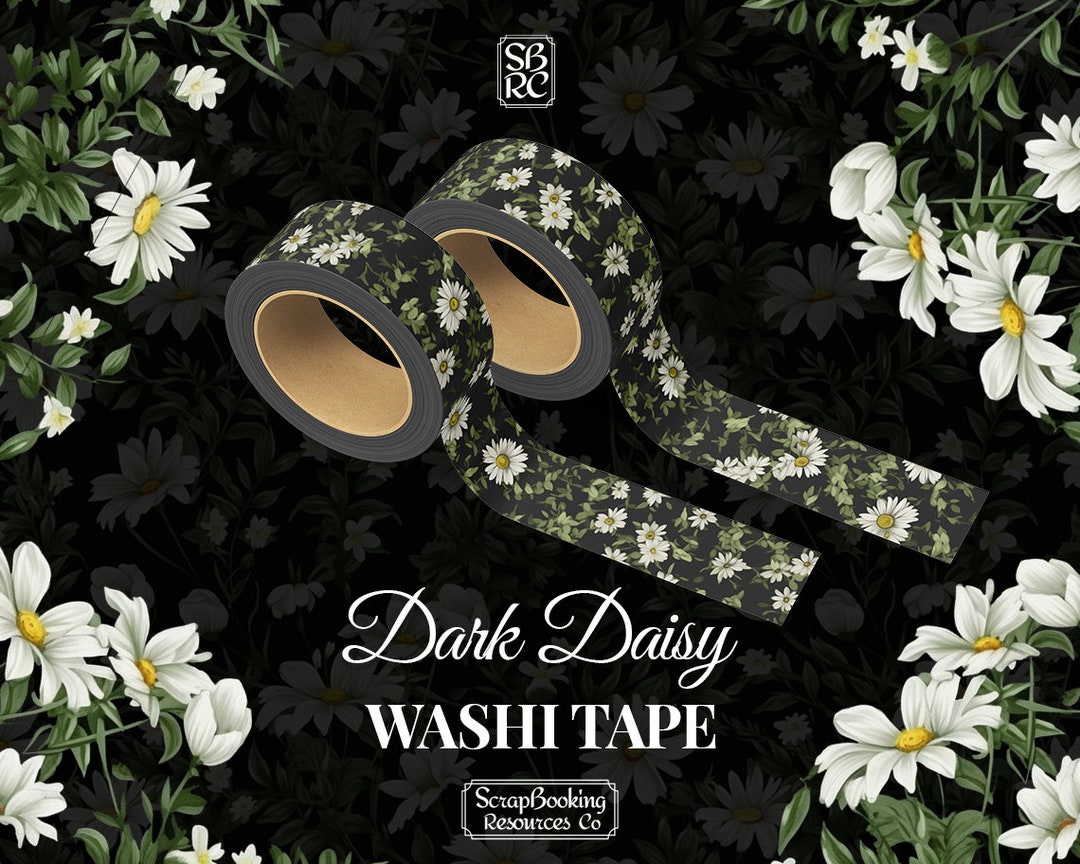 Dark Daisy: Floral Tape, 15mm Scrapbooking Washi Tape - Etsy