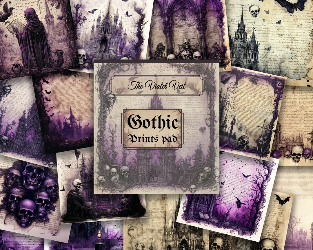 The Violet Veil: Gothic Prints Pad. Decorative Paper for Scrapbooking ...