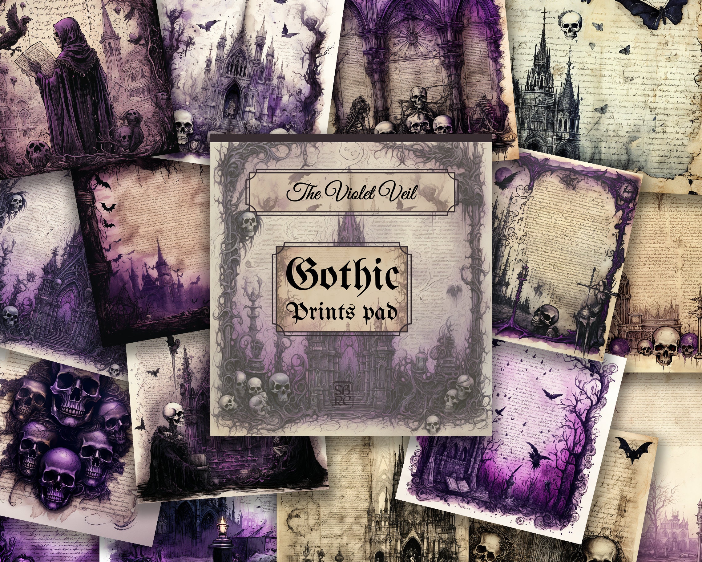 The Violet Veil: Gothic Prints Pad. Decorative Paper for Scrapbooking ...