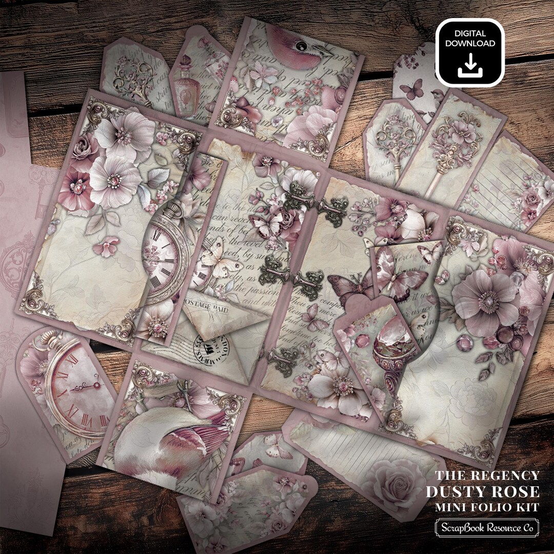Regency Rose Junk Journal Kit: Printable Mini Folio (digital Download ...