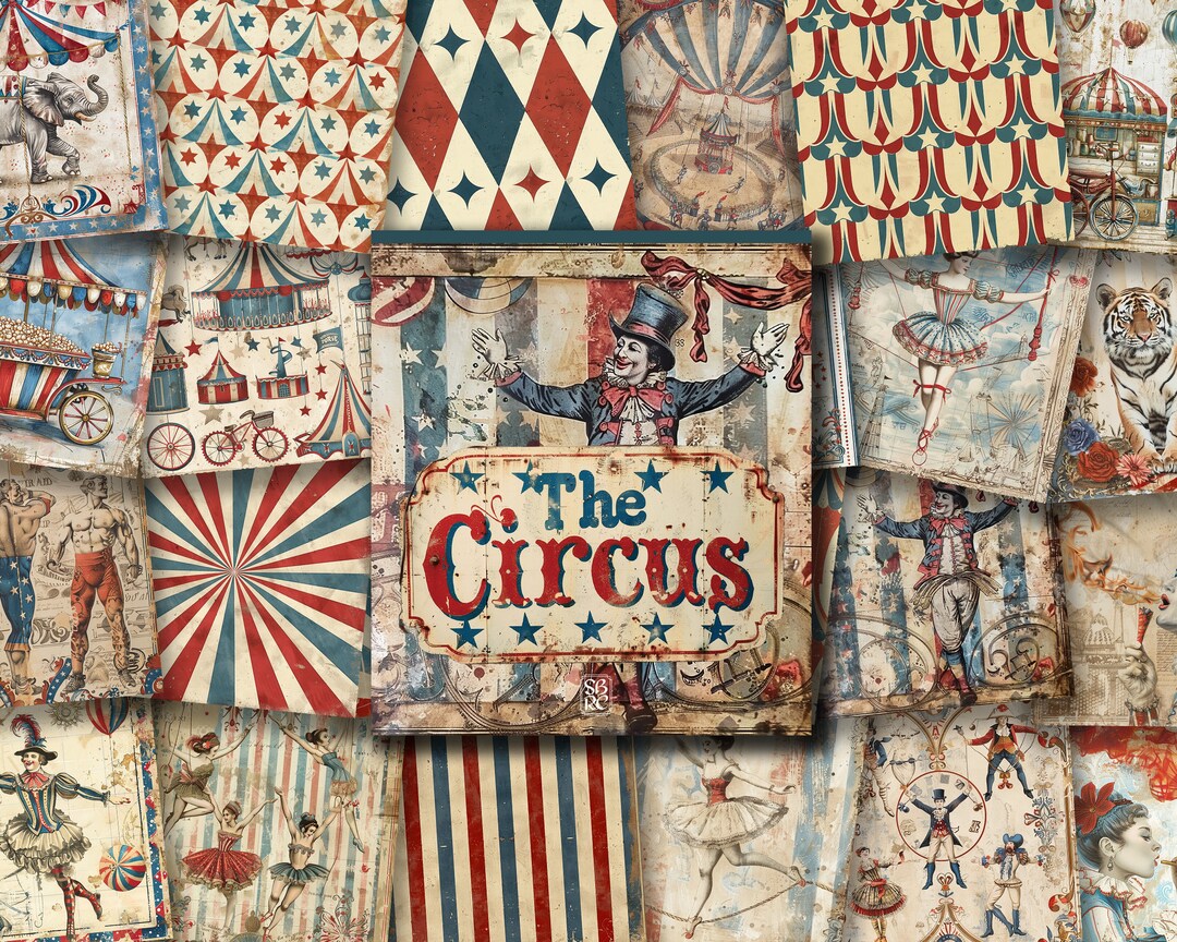 The Circus : Vintage Circus, Red White and Blue Prints Pad Decorative ...