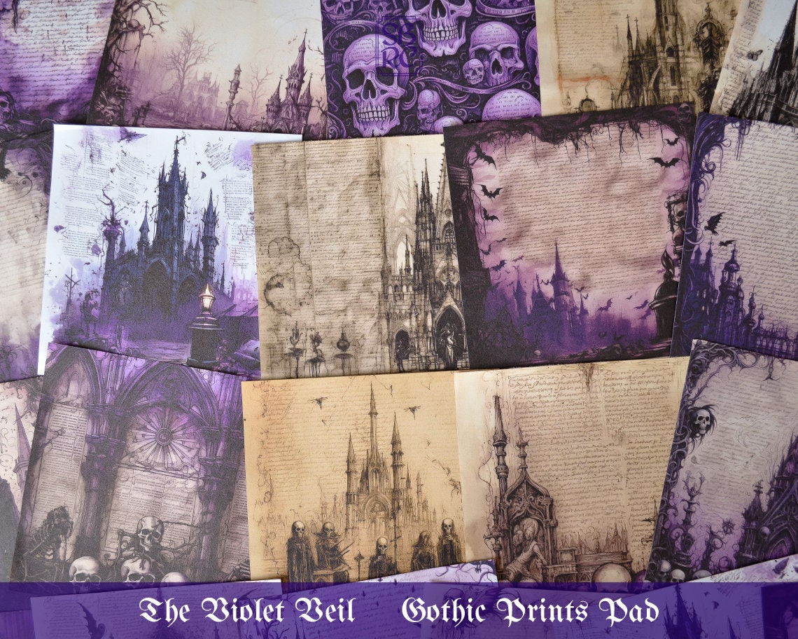 The Violet Veil: Gothic Prints Pad. Decorative Paper for Scrapbooking ...