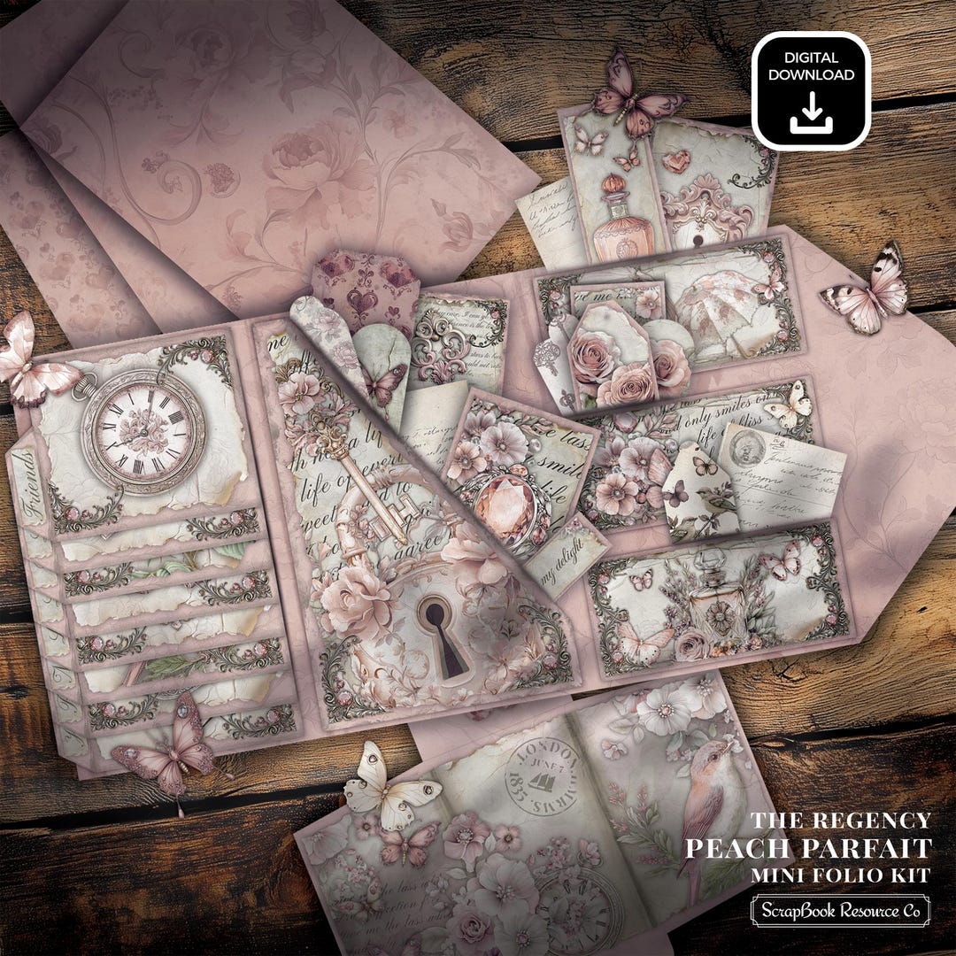Regency Peach Junk Journal Kit: Printable Mini Folio (PDF Download A4 ...