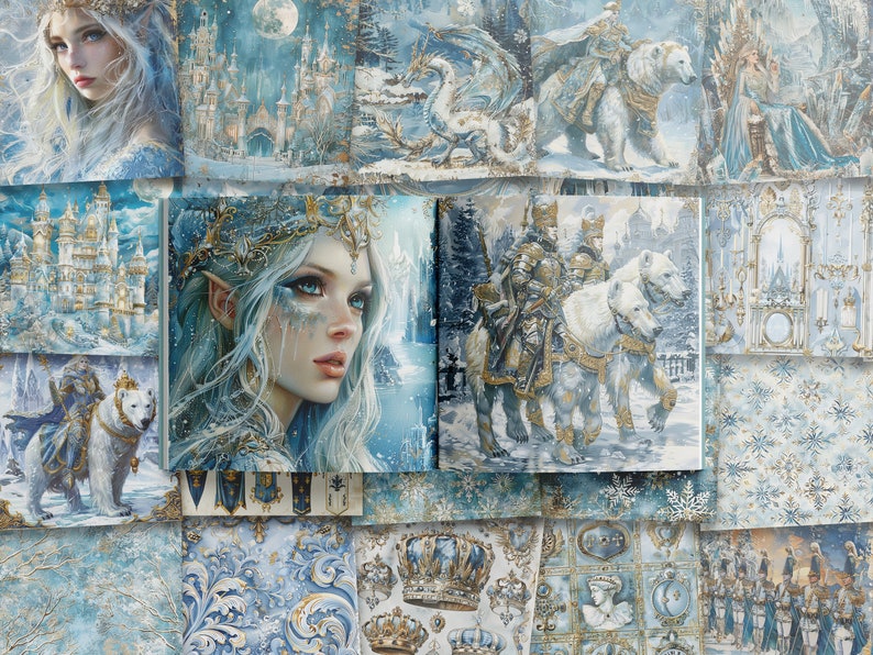 The Ice Queen : Fantasy Prints Pad, Icy Blue, White & Gold Decorative ...