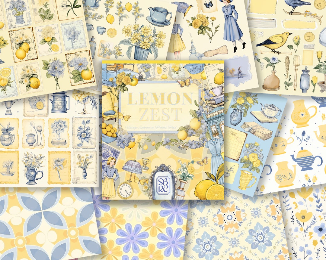Lemon Zest: Vintage Ephemera Prints Pad, Junk Journal, Scrapbooking ...