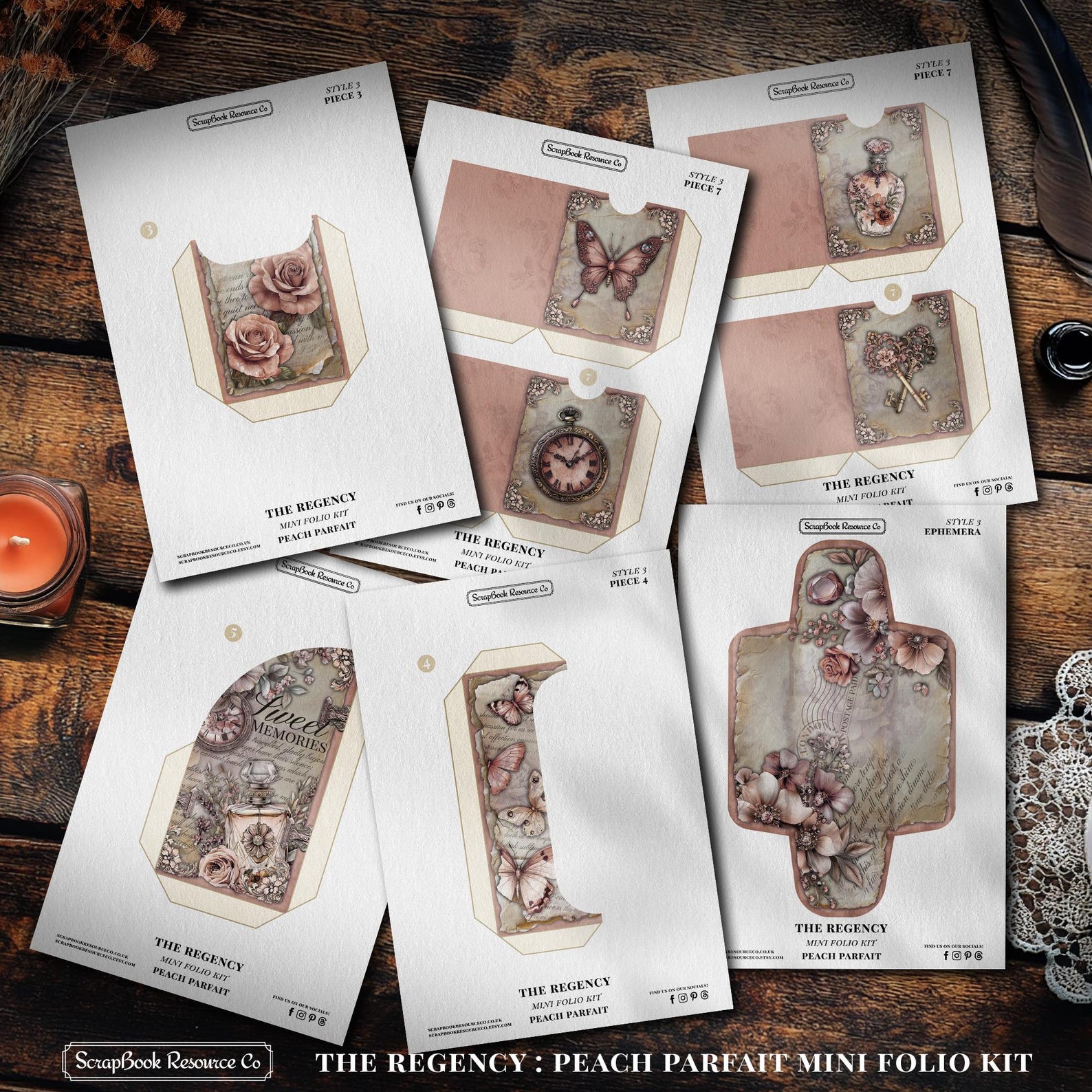 Regency Peach Junk Journal Folio Kit: Printable Ephemera (digital ...