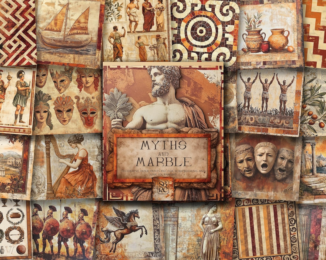 Myths and Marble : Ancient Greek Themed Prints Pad, Historical ...