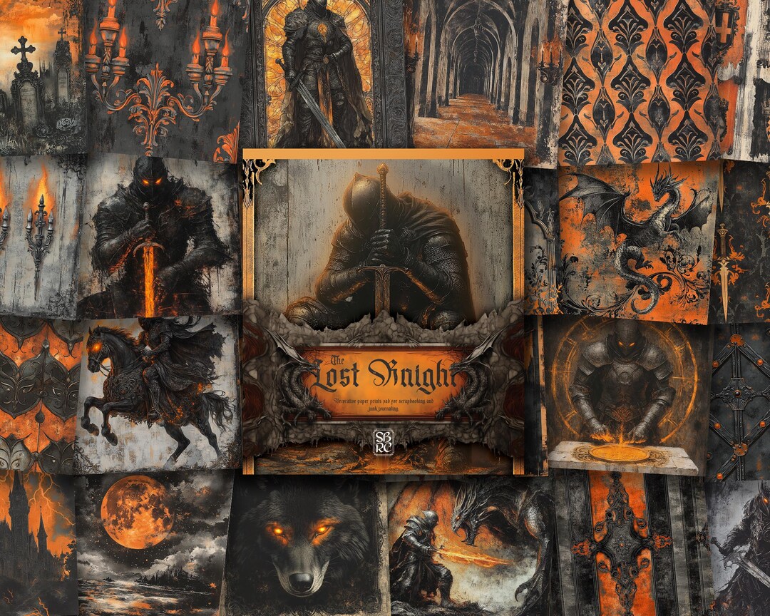 The Lost Knight: Gothic Knight Paper Pad, Fantasy Scrapbooking, Card ...