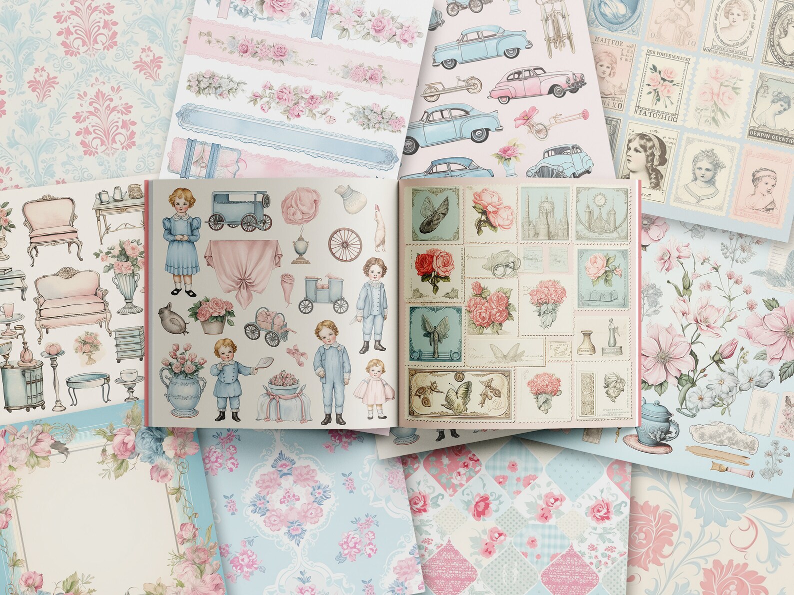 Sweet Memories: Vintage Ephemera Prints Pad, Junk Journal, Scrapbooking ...