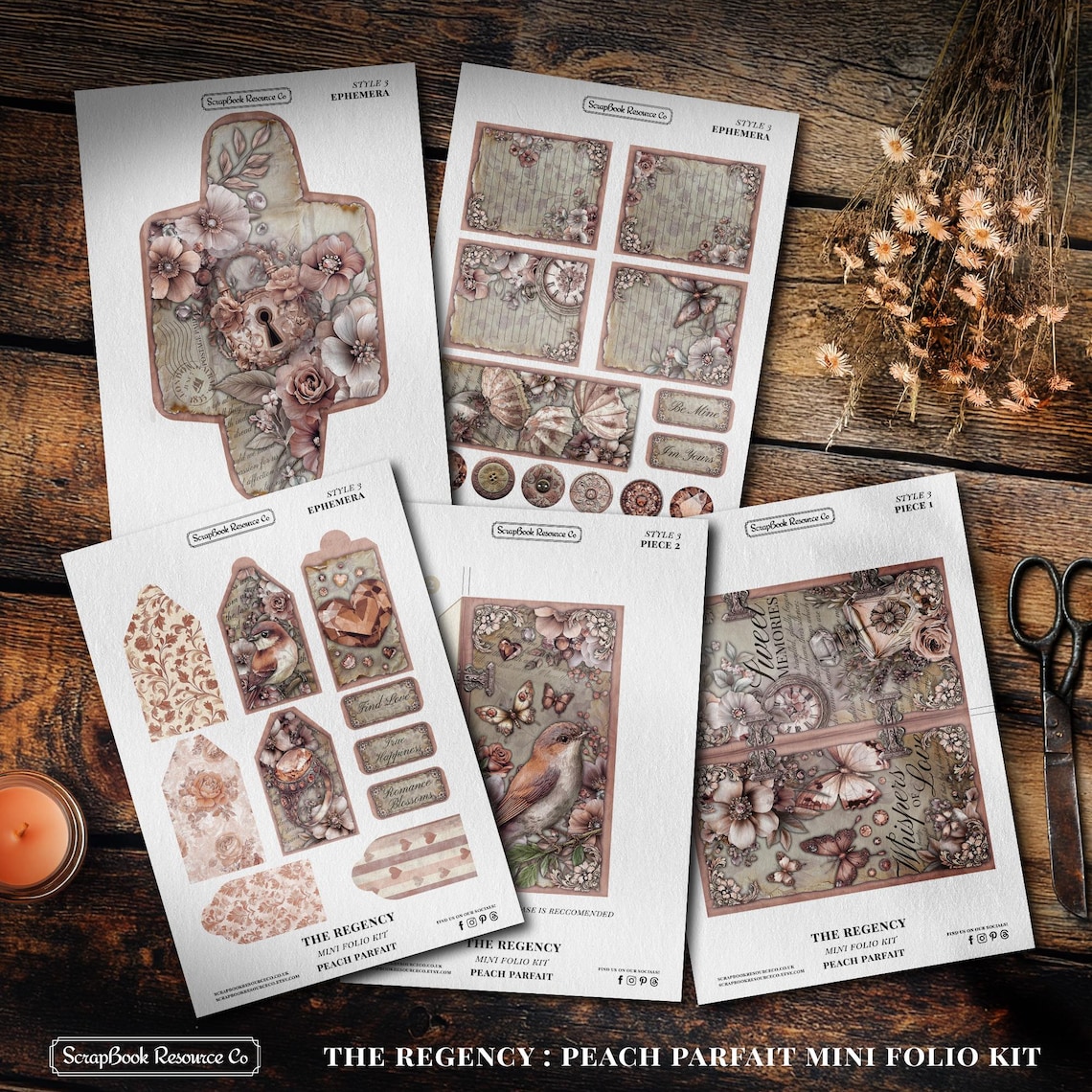 Regency Peach Junk Journal Folio Kit: Printable Ephemera (digital ...