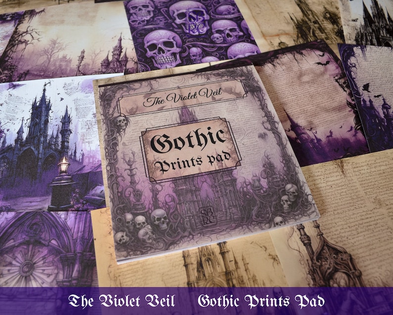 The Violet Veil: Gothic Prints Pad. Decorative Paper for Scrapbooking ...