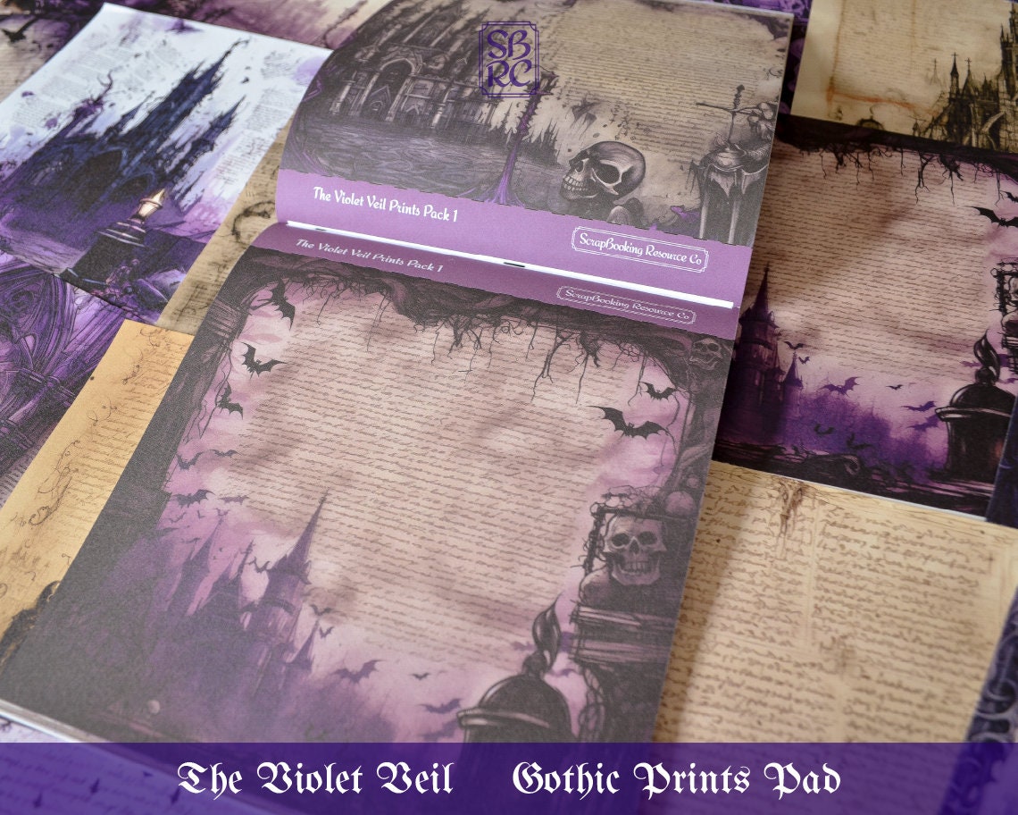 The Violet Veil: Gothic Prints Pad. Decorative Paper for Scrapbooking ...