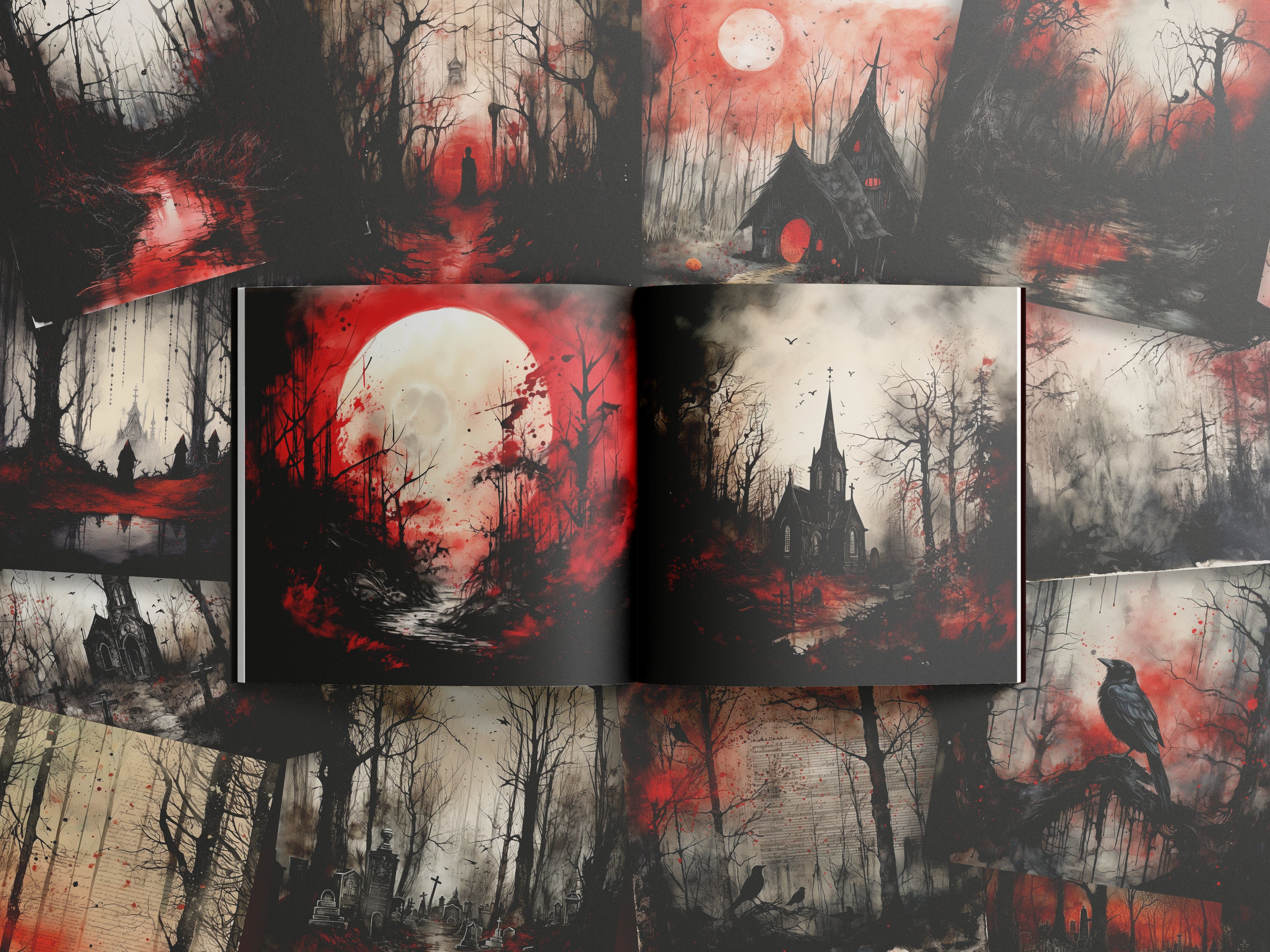 The Blood Moon: Gothic Prints Pad. Decorative Paper for Scrapbooking ...