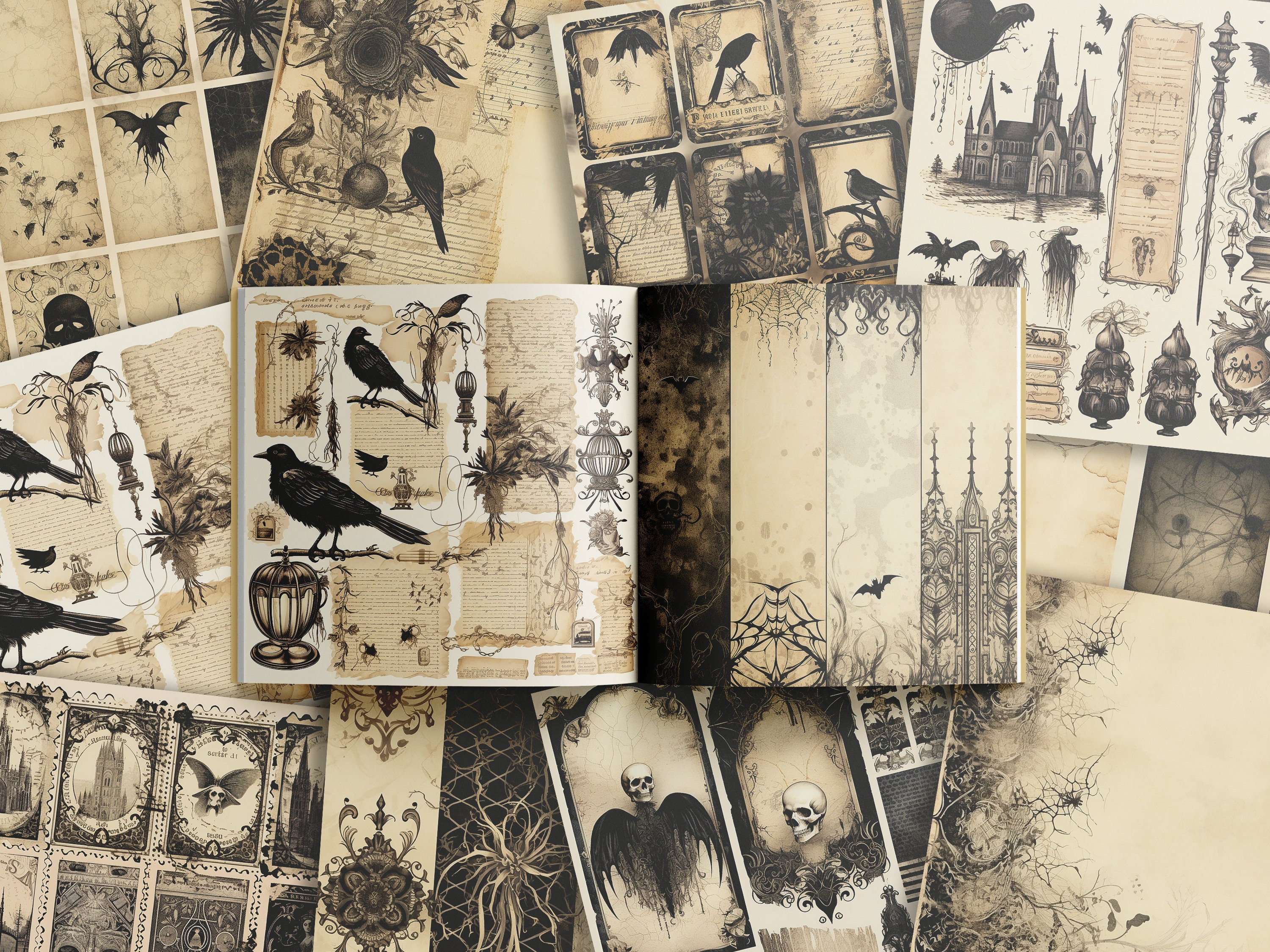 Tattered Scrolls: Gothic Ephemera Paper Pad, Junk Journal, Scrapbooking ...