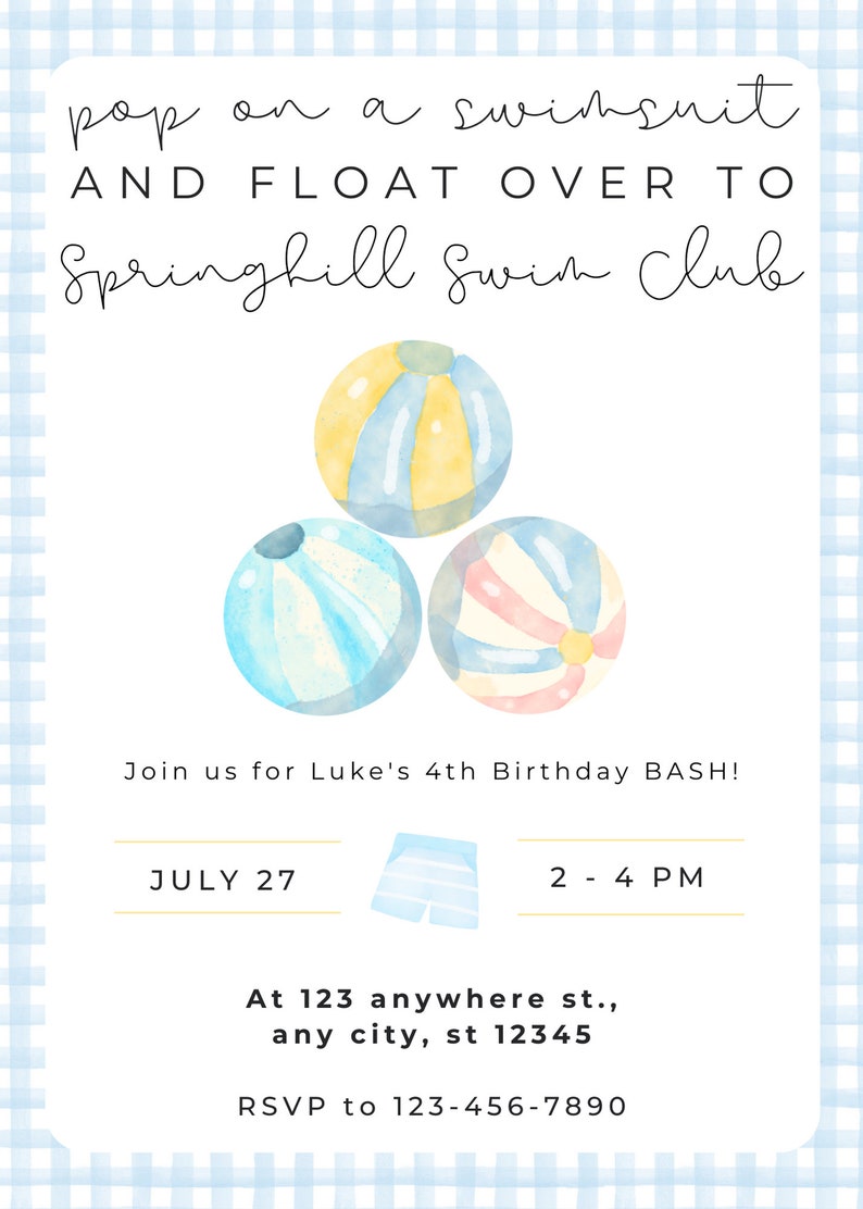 Boys Beach Ball Invitation - Etsy