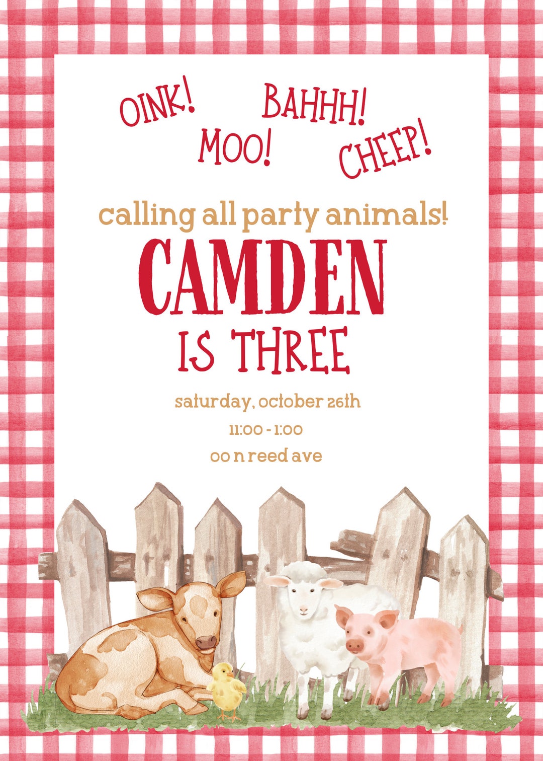 Classic Farm Birthday Invitation - Etsy