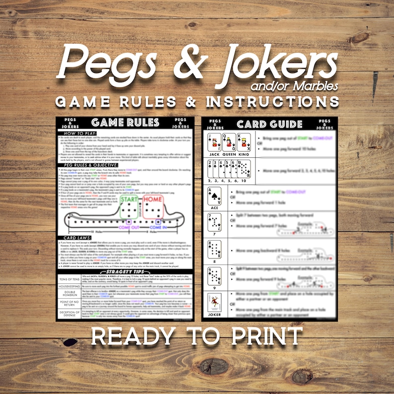 Pegs and Jokers Instructions Manual – Easy to Understand – Custom ...